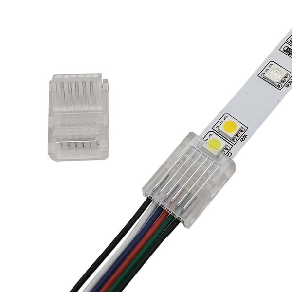 6-pin 12mm rgb cct connector for rgbw led strips to wire connection